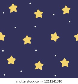 Cute Seamless Pattern Night Sky Stars Stock Illustration 1211241310 ...