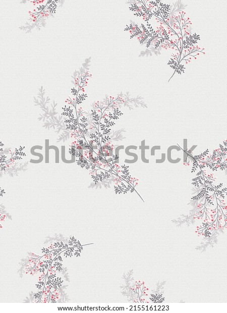Cute Small Berries Leaves Pattern Design Stock Illustration 2155161223 ...