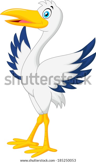 Cute Stork Cartoon Posing Stock Illustration 185250053