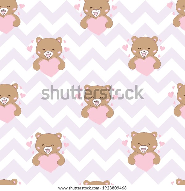 Cute Teddy Bear Pattern Seamless Background Stock Illustration ...