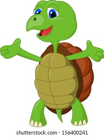 Cute Cartoon Turtle Standing Vector Illustration: เวกเตอร์สต็อก (ปลอด ...