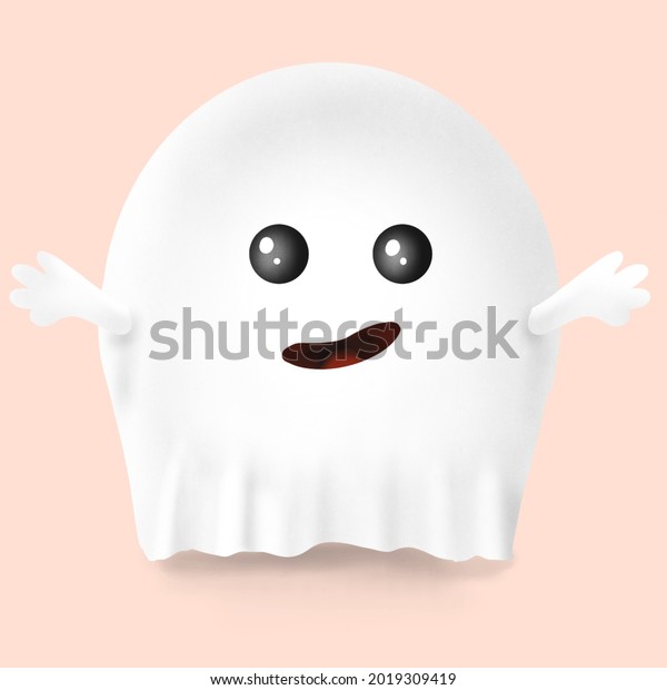 Cute White Ghost Hands Shadow Crazy Stock Illustration 2019309419 ...