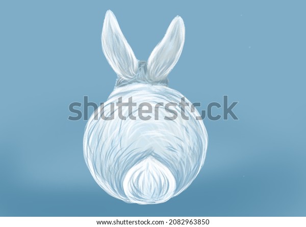 Cute White Rabbit Back View Stock Illustration 2082963850 | Shutterstock