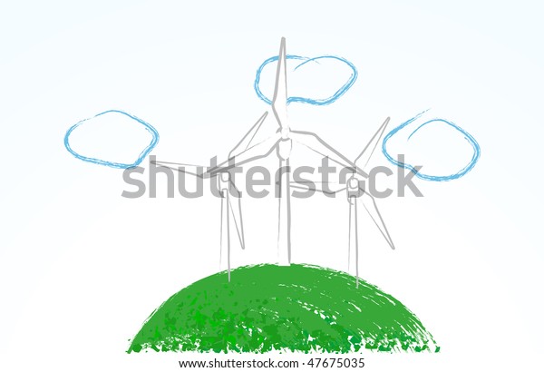 Cute Wind Turbines Stock Illustration 47675035 | Shutterstock
