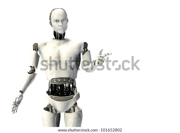 Cyber Robot Man Pointing Isolated 스톡 일러스트 101652802 | Shutterstock