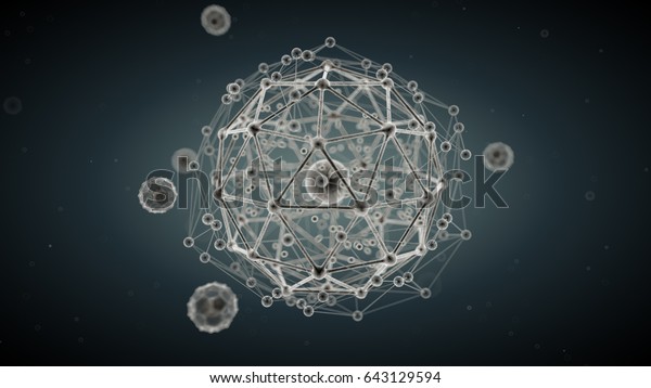 Cybernetic Cell Electron Microscope Style 3d Stock Illustration 643129594
