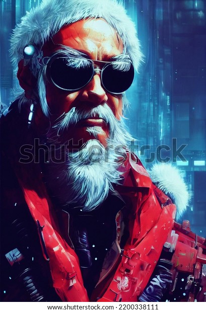 Cyberpunk Santa Claus Dark Sunglasses Digital Stock Illustration 2200338111 Shutterstock