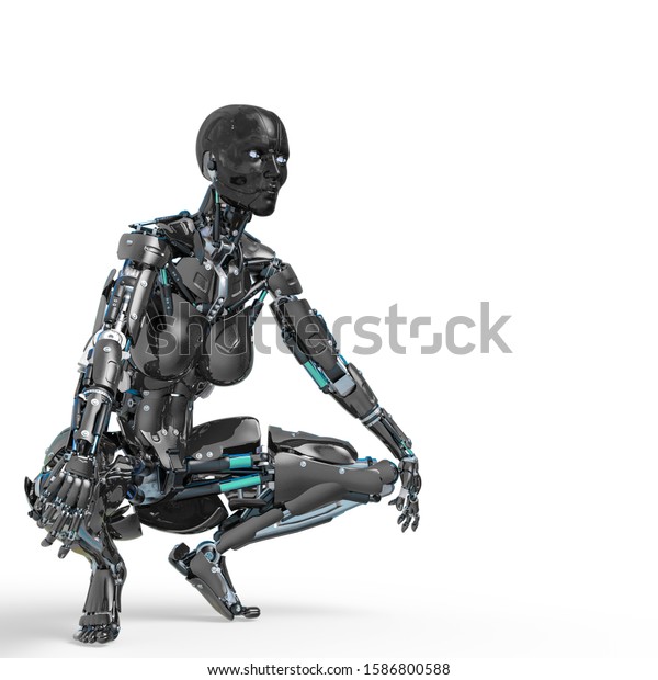 Cyborg Female Comic Waiting Loading White Stock Illustration 1586800588 ...