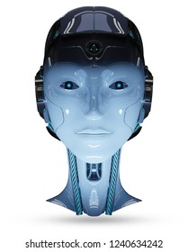 Cyborg Head Artificial Intelligence Isolated On Stock Illustration ...