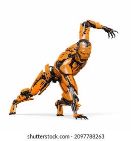Cyborg Loading Panther Pose 3d Illustration Stock Illustration ...