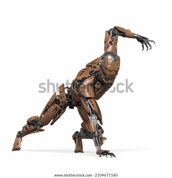 cyborg는 팬더 포즈, 3d 그림을 로드하고 스톡 일러스트 2104671560 | Shutterstock