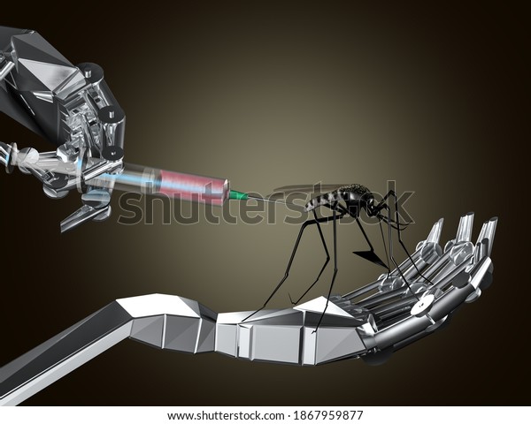 Cyborg Robots Hand Injects Injection Into Stock Illustration 1867959877 ...
