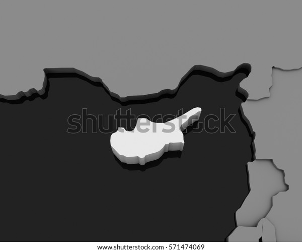 Cyprus Map Gray Background 3d Illustration Stock Illustration 571474069 ...