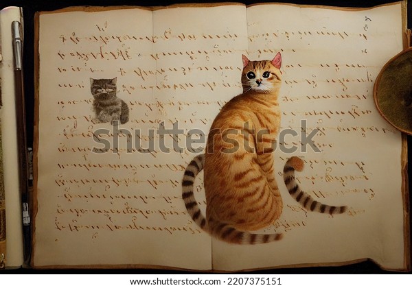 Da Vinci Handwritten Style Annotations Animal Stock Illustration ...