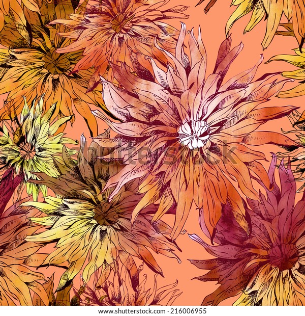 Dahlias Seamless Pattern Stock Illustration 216006955 | Shutterstock