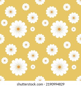 Daisies Pattern Yellow Background Stock Illustration 2190994829 ...