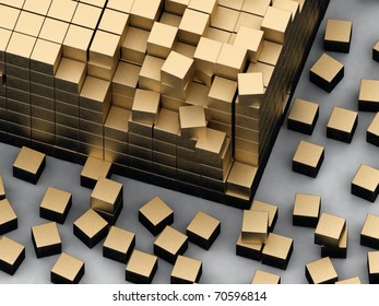 Damaged Assembling Gold Blocks Stock Illustration 70596814 | Shutterstock
