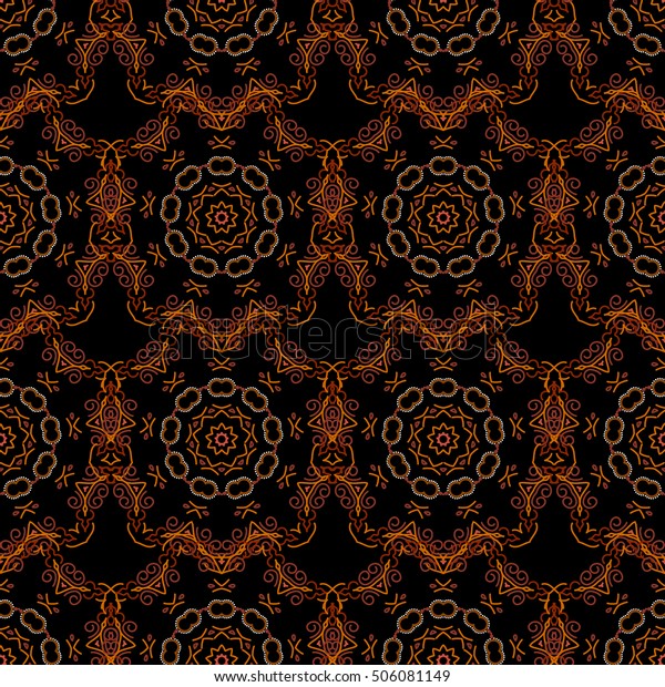 Damask Seamless Pattern Orange Colors Design Stock Illustration ...