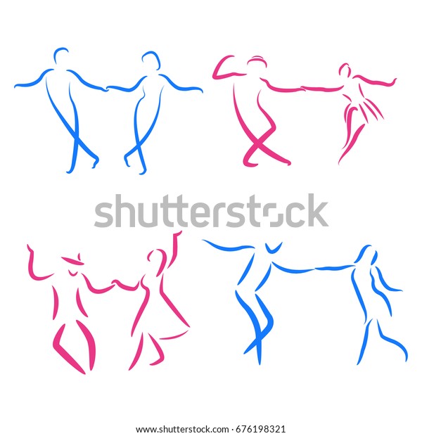 Dancing Couple Logo Set Isolated On Stock Illustration 676198321 ...