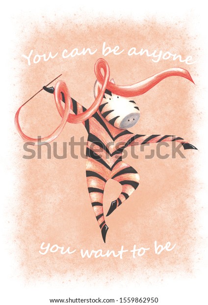 Dancing Zebra Drawing Technique Markers Colored Stock Illustration ...