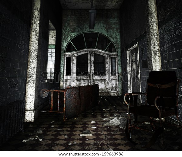 Dark Asylum Interior Background Stock Illustration 159663986