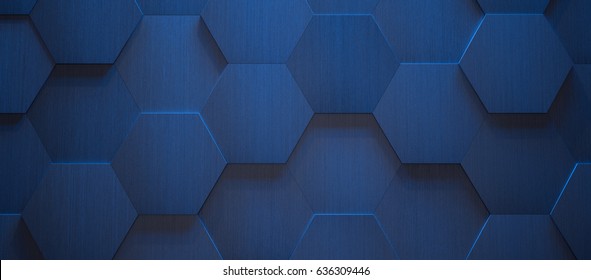 Dark Blue Hexagonal Tile Background 3d Stock Illustration 636309446 ...