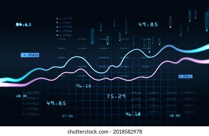 Dark Blue Interface Two Glowing Graphs Stock Illustration 2018582978 ...