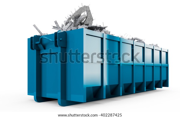 Dark Blue Rubble Container Perspective Front Stock Illustration ...