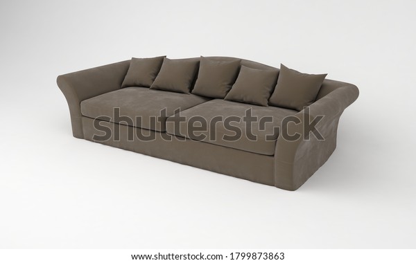 Dark Brown Sofa Side View Furniture Stock Illustration 1799873863 ...