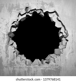 Explosion Hole Concrete Cracked Wall Industrial Stock Illustration ... Explosion Hole Concrete Cracked Wall Industrial Stock Illustration ...