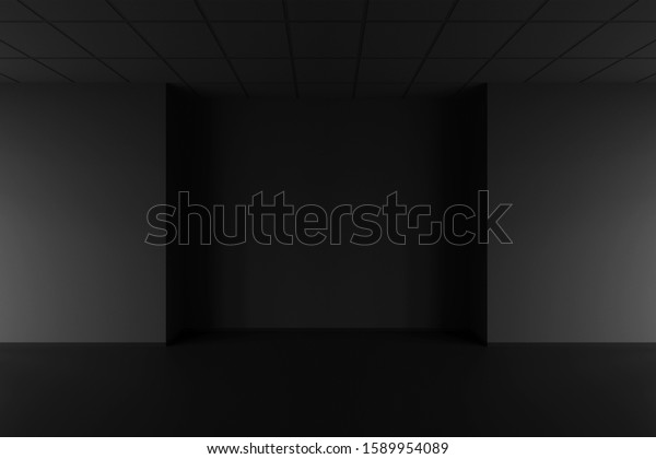 Dark Empty Office Night Interior Background Stock Illustration ...