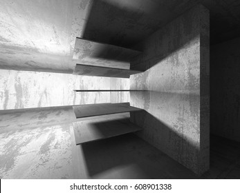Dark Empty Room Concrete Rusty Walls Stock Illustration 608901338 ...