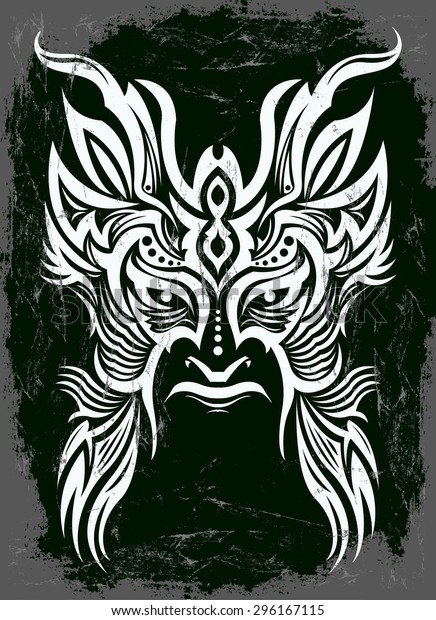 Dark Evil Mask Black Background Tribal Stock Illustration 296167115 ...