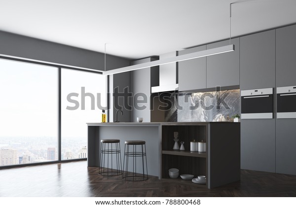 Dark Gray Kitchen Corner Gray Bar Stock Illustration 788800468 ...