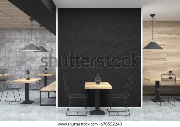 Dark Gray Wall Cafe Interior Large Stock Illustration 670552240