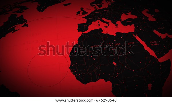 Dark Red Technical Drawing Earth Map Stock Illustration 676298548 ...