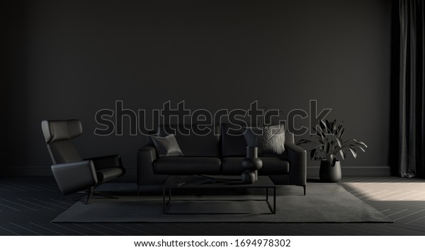 Dark Room Poster Background Empty Wall: ภาพประกอบสต็อก 1694978302 ...