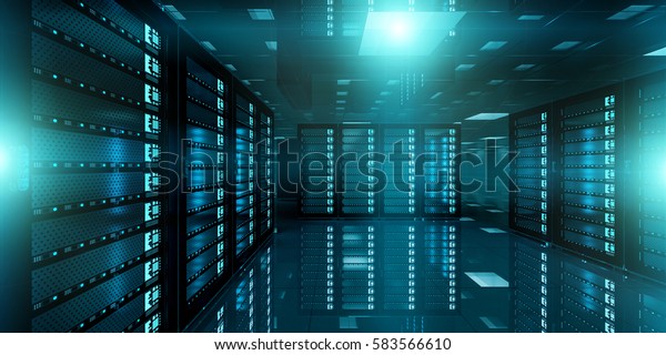 Dark Server Room Data Center Storage Stock Illustration 583566610 ...