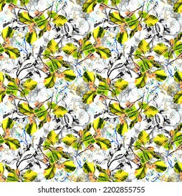 Dark Texture Background Leaf Allover Textile Stock Illustration ...