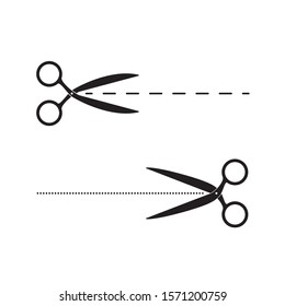 Black Scissors Icon Set Cut Line: vector de stock (libre de regalías ...