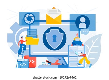 Data Center Security Protect Visual Contents Stock Illustration ...