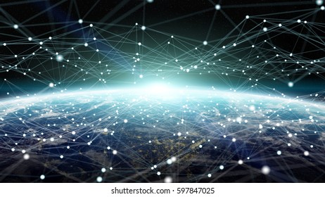 Data Exchange Global Network Over World Stock Illustration 597847025 ...