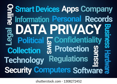 Data Privacy Word Cloud On Blue Stock Illustration 1308272452 ...