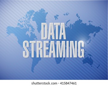 Data Streaming World Map Sign Concept Stok İllüstrasyon 415847461 ...