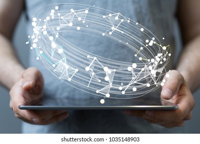 Data Wire Network Hands 3d Rendering Stock Illustration 1035148903