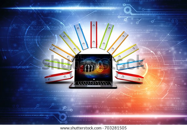 Database Archive Concept Data Storage Laptop 库存插图 703281505