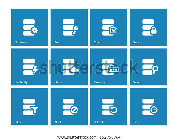 Database Icons On Blue Background See Stock Illustration 152956964