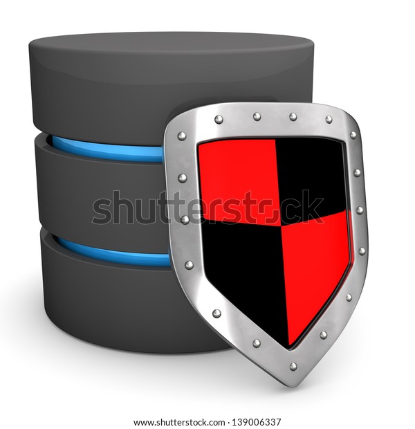 Database Protection Shield On White Background Stock Illustration ...