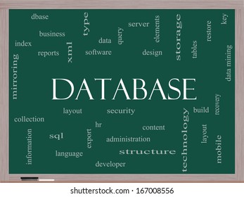 Database Word Cloud Concept On Blackboard Stock Illustration 167008556 ...