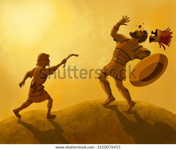 David Goliath Biblical Warrior Stock Illustration 1610076415
